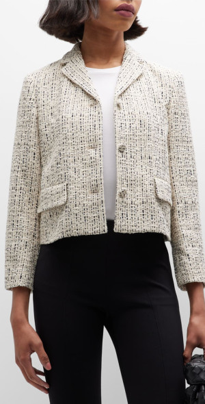 Theory - Cropped Open-Front Tweed Jacket