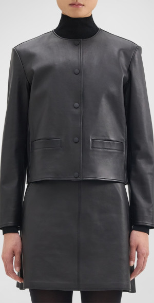 Theory - Nappa Leather Straight Crop Jacket