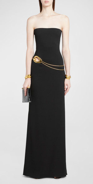 TOM FORD - Stretch Sable Strapless Evening Dress with Cutout Detail