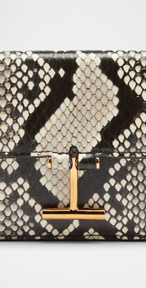 TOM FORD - T Bar Card Holder in Python-Print Leather