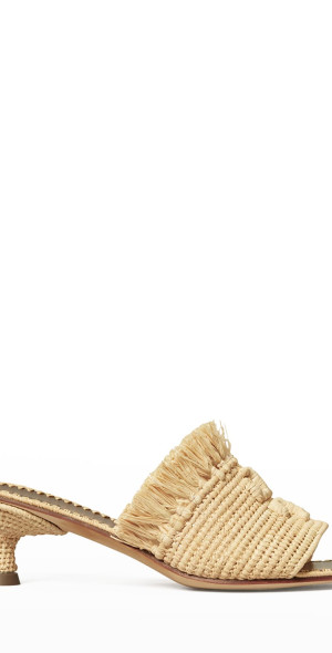 Tory Burch - Eleanor Raffia Double T Slide Sandals