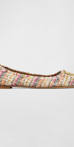 Tory Burch - Georgia Tweed Medallion Ballerina Flats