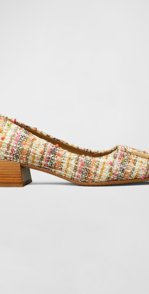 Tory Burch - Georgia Tweed Medallion Ballerina Pumps