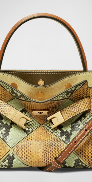 Tory Burch - Lee Radziwill Petite Snake-Embossed Double Bag