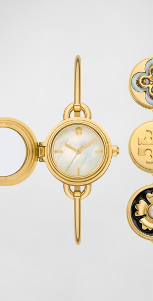 Tory Burch - Miller Bangle Watch Set with Charms, Gold-Tone Stainless Steel