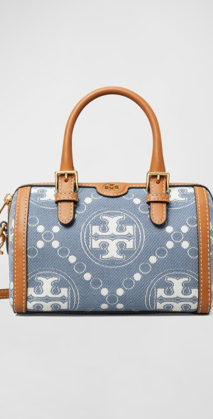 Tory Burch - T Monogram Petite Denim Barrel Top-Handle Bag