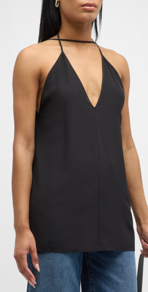 Toteme - Double-Halter Plunging Silk Top