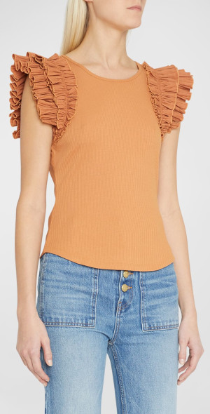Ulla Johnson - Lilo Ribbed Pleated-Shoulder Top