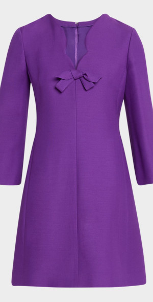 Valentino Garavani - Scalloped-Neck Bow Mini Dress