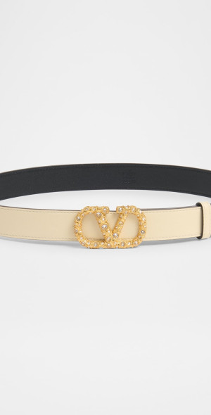 Valentino Garavani - V-Logo Signature Embellished Leather Belt