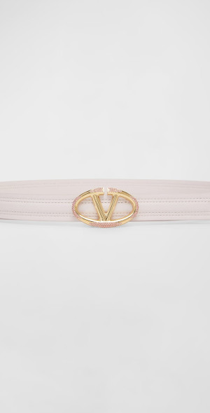 Valentino - Rhinestone V-Logo Leather Belt