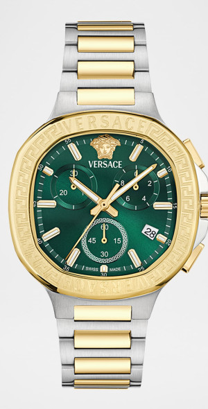 Versace - 40mm Greca Green Dial Two-Tone Stainless Steel Bracelet Watch