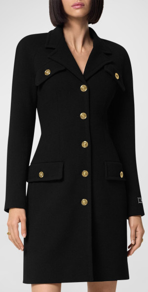 Versace - Double Wool Crepe Stretch Single-Breasted Coat