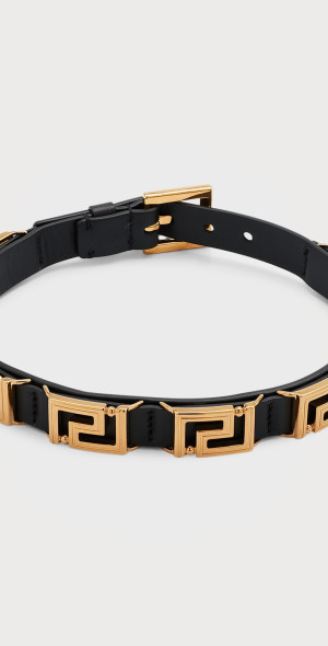Versace - Greca Metal Leather Choker Necklace