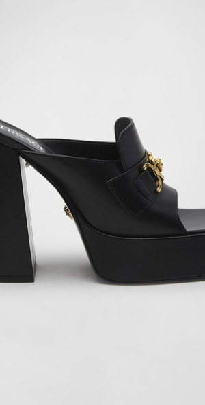 Versace - Leather Medusa Chain Platform Mules