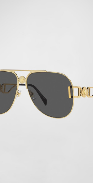 Versace - Medusa Metal & Plastic Aviator Sunglasses