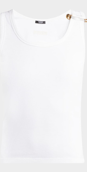 Versace - Medusa Safety-Pin Cotton-Stretch Rib Tank Top