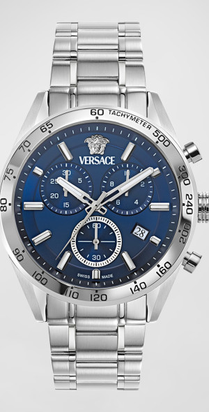 Versace - Men's V-Code 41mm Stainless Steel Chronograph Watch