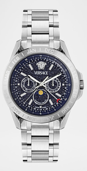 Versace - V-Galaxy Moonphase 43MM Stainless Steel Bracelet Watch