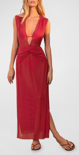 Vix Solid Cindy Maxi Dress Coverup