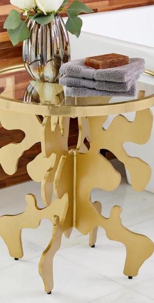 William D Scott - Ink Blot Gold Leaf Side Table