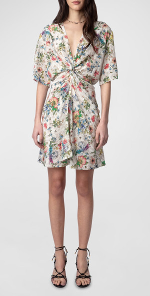 Zadig & Voltaire - Rozom Twisted Garden Silk Mini Dress