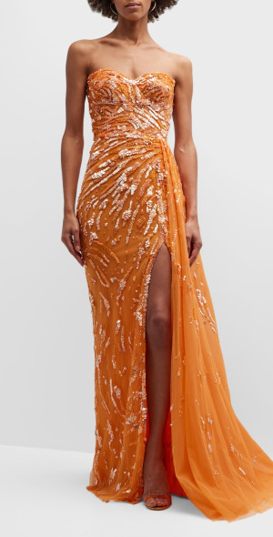 Zuhair Murad - Abstract Sequin Embroidered Sweetheart Gown