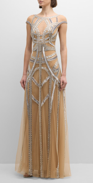 Zuhair Murad - Roads Crystal Embellished Cap-Sleeve Low-Back Gown