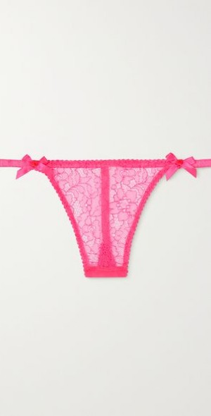 AGENT PROVOCATEUR - Lorna bow-embellished Leavers lace thong