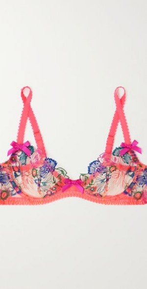 AGENT PROVOCATEUR - Zuri satin-trimmed embroidered tulle underwired bra