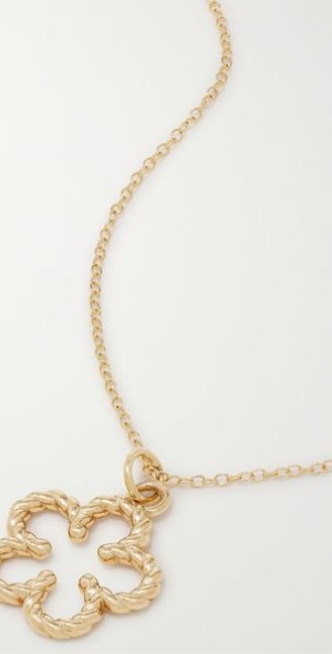 ALISON LOU - Flower Streamer 14-karat gold necklace