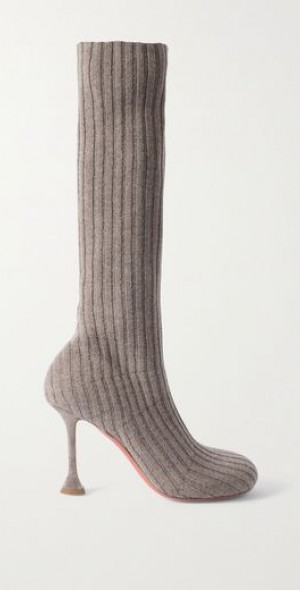 AMINA MUADDI - Veneda ribbed stretch-knit sock boots