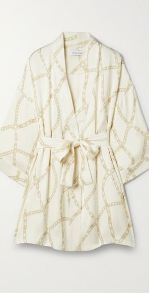 ANINE BING - Kara belted printed silk-charmeuse robe