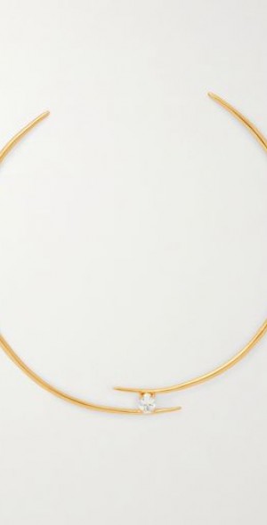 ANISSA KERMICHE Caught in the Act gold plated cubic zirconia necklace
