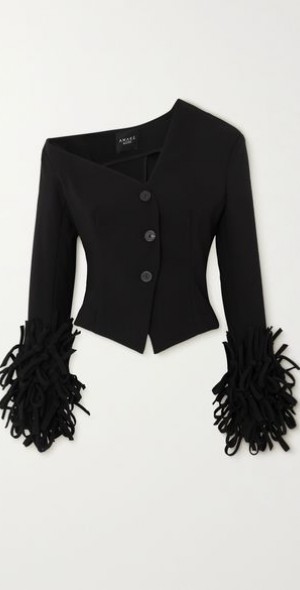 A.W.A.K.E. MODE - Off-the-shoulder cropped bow-detailed crepe jacket