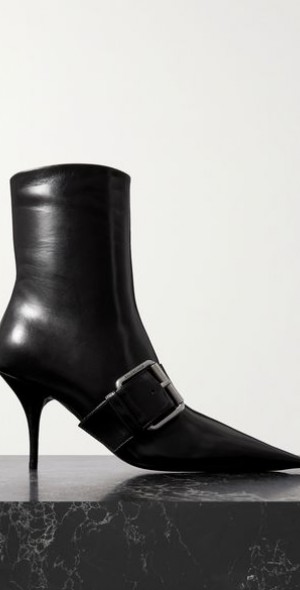 BALENCIAGA - Knife buckled leather ankle boots
