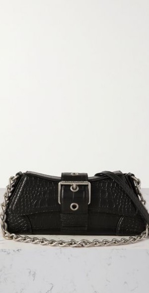 BALENCIAGA - Lindsay small croc-effect leather shoulder bag