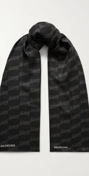 BALENCIAGA - Logo-printed silk-twill scarf