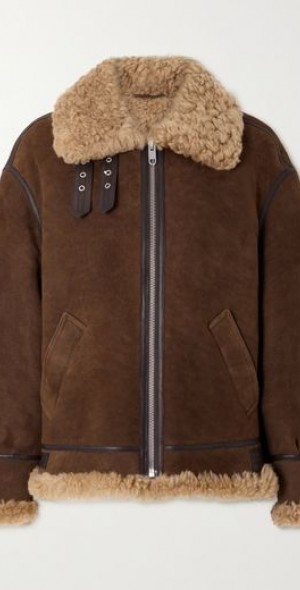 BALLY - Leather-trimmed shearling jacket
