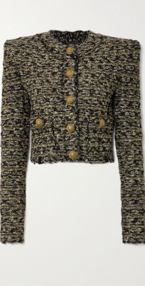BALMAIN - Metallic tweed cropped jacket