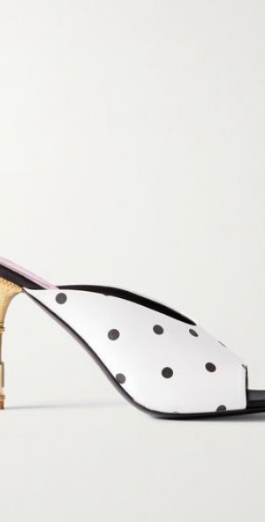 BALMAIN - Polka-dot leather mules