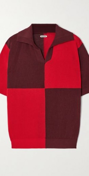 BODE - Oversized two-tone cotton polo shirt