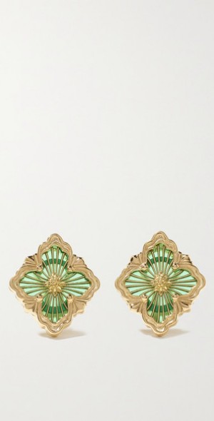 BUCCELLATI - Opera Tulle 18-karat gold enamel earrings