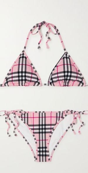 BURBERRY - Checked triangle bikini