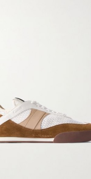 CHLOÉ - Kick suede, mesh and leather sneakers