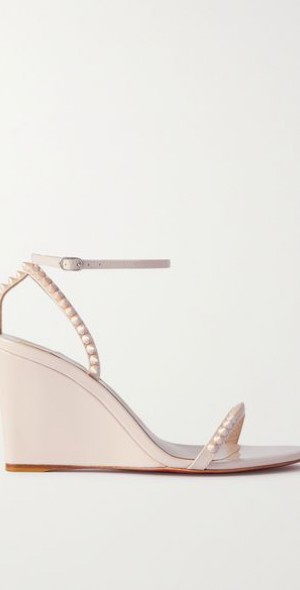 CHRISTIAN LOUBOUTIN - So Me 85 studded patent-leather wedge sandals