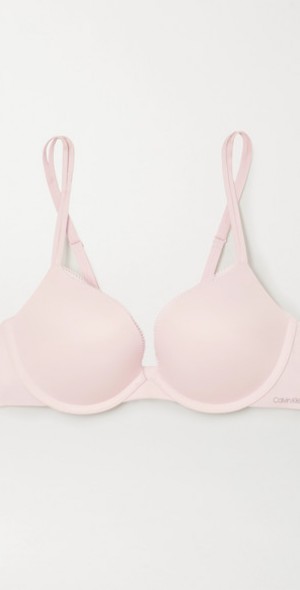 CK ONE - Liquid Touch picot-trimmed stretch-jersey underwired plunge bra