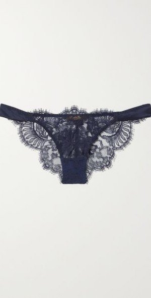 COCO DE MER - Hibiscus lace and silk-satin briefs