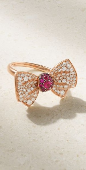 DAVID MORRIS - Beaux Medium 18-karat rose gold, diamond and ruby ring