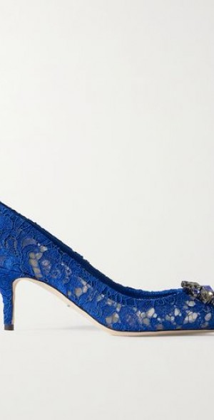 DOLCE & GABBANA - Crystal-embellished lace pumps
